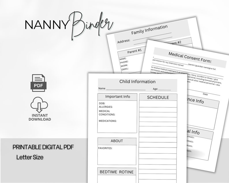 Nanny Binder, Nanny Planner, Nanny Log, Nanny Notes, Nanny Checklist ...