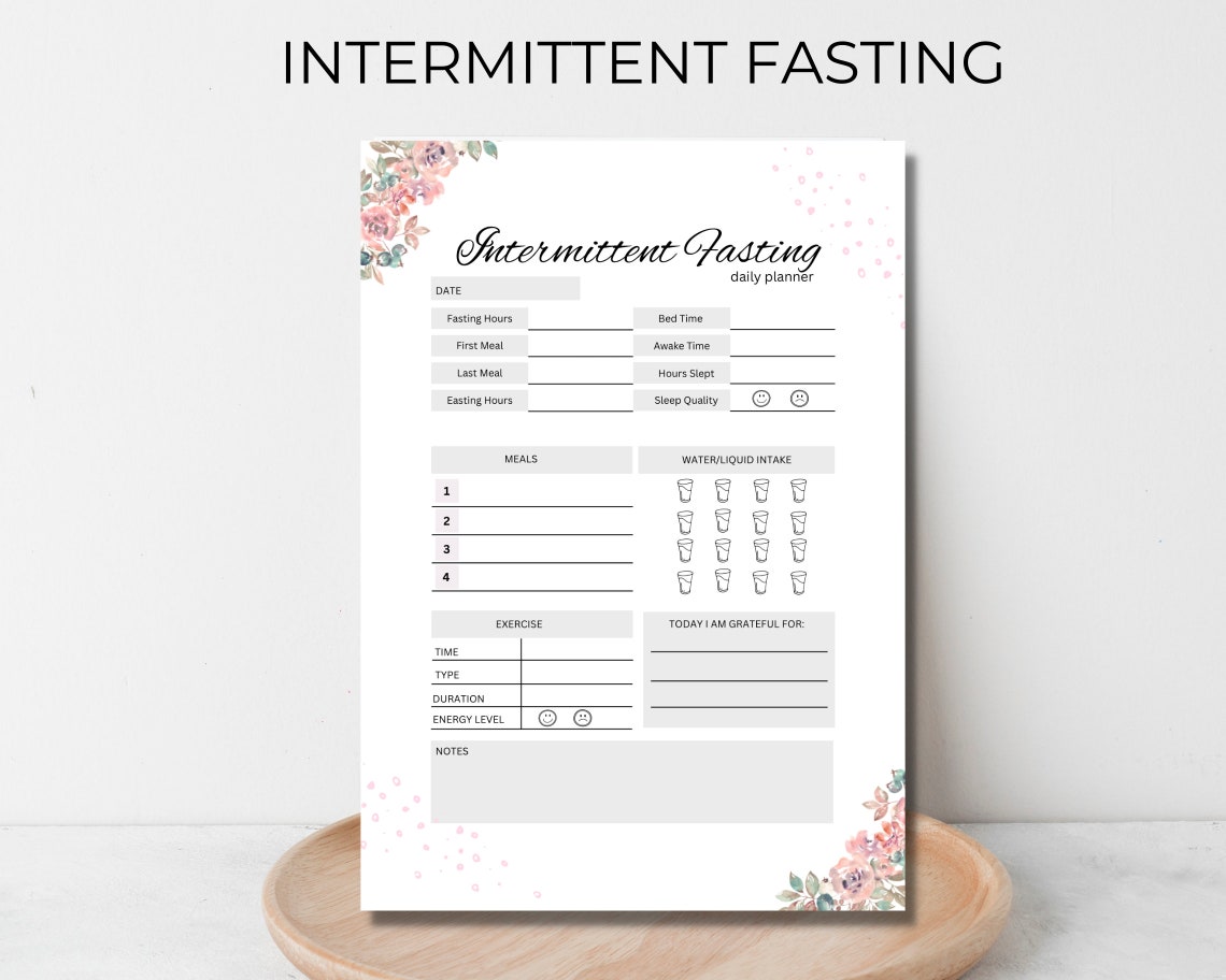 Intermittent Fasting Tracker Printable: Daily Planner (A4, A5, Letter ...