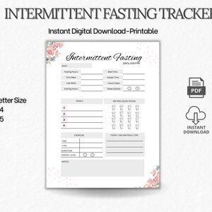 Intermittent Fasting Tracker Printable: Daily Planner (A4, A5, Letter ...