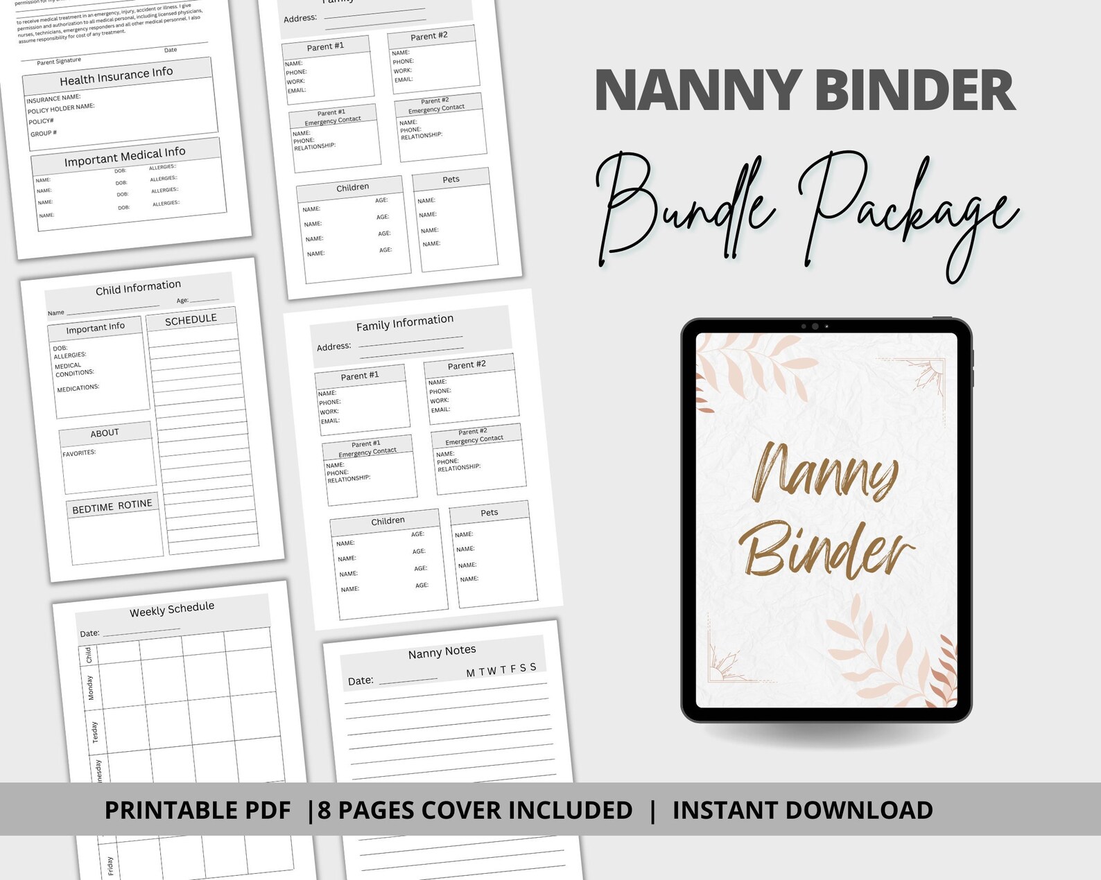 Nanny Binder, Nanny Planner, Nanny Log, Nanny Notes, Nanny Checklist ...