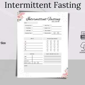 Intermittent Fasting Tracker Printable: Daily Planner (A4, A5, Letter ...