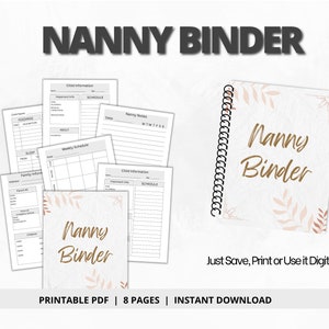 Nanny Binder, Nanny Planner, Nanny Log, Nanny Notes, Nanny Checklist ...