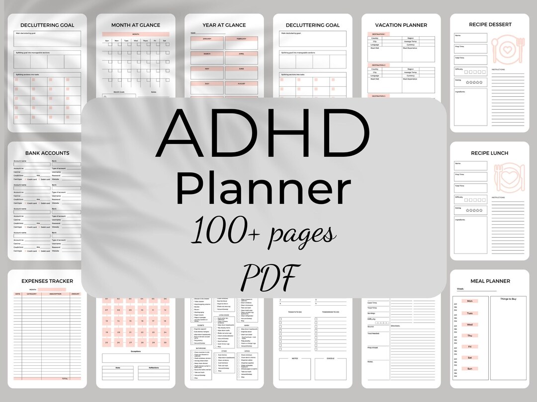 ADHD Planner Bundle, Daily Productivity, 100+ Pages (PDF) - Etsy