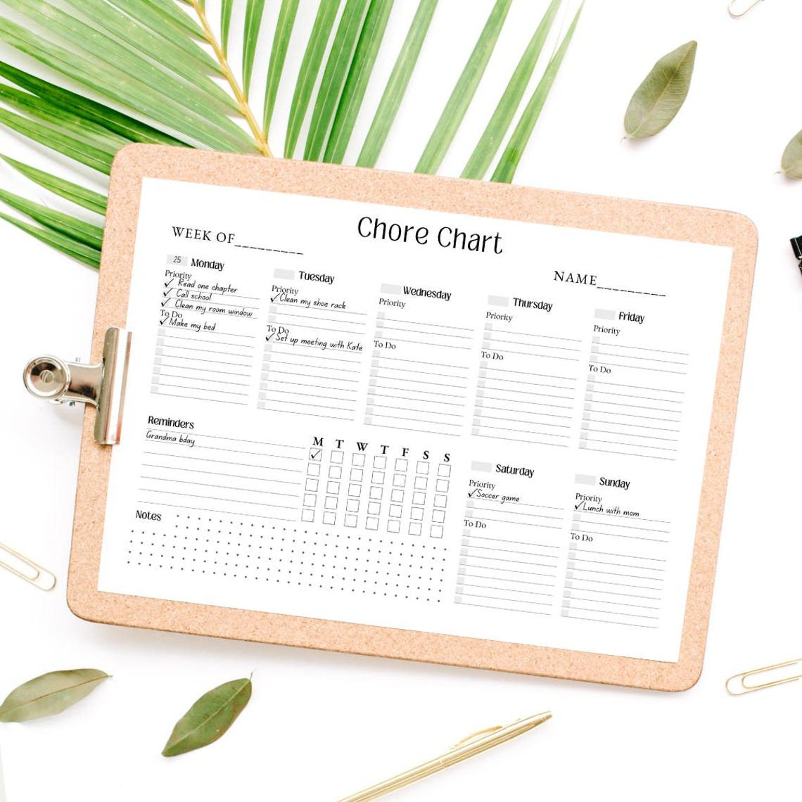 Chore Chart Printable, Family Chore Chart, Downloadable Chore, Chore ...
