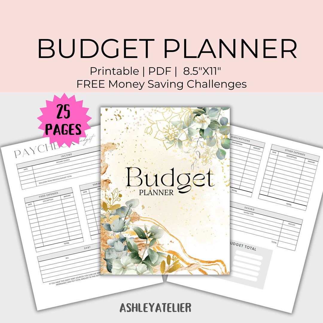 Budget Planner Printable: Finance Template, Money Saving (PDF) - Etsy