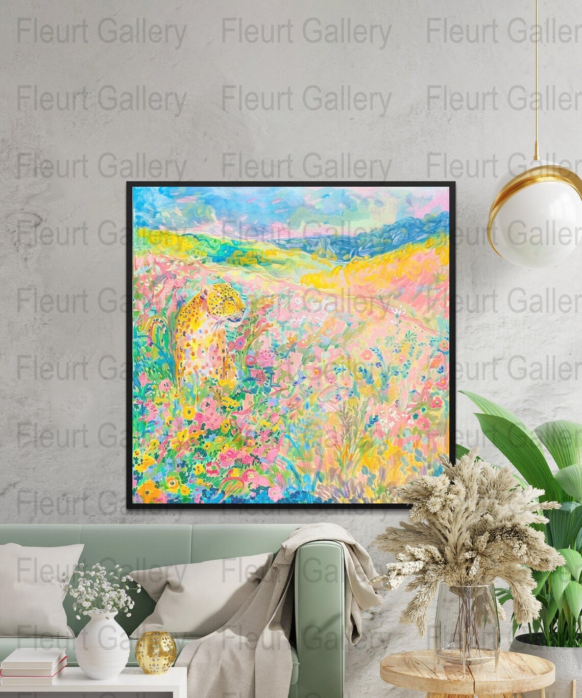 Preppy Pastel Cheetah With Wildflowers Printable Art, Preppy ...