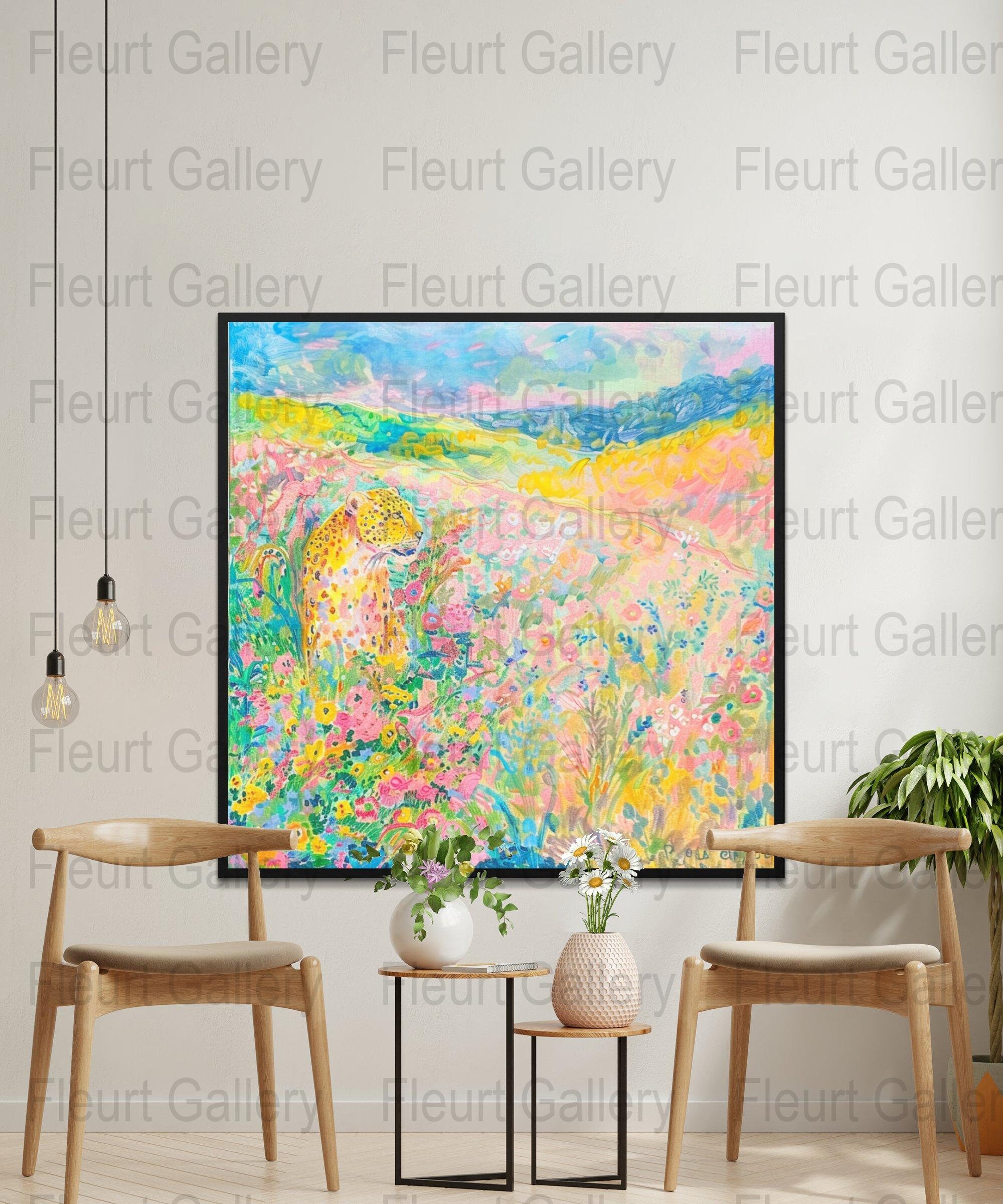 Preppy Pastel Cheetah With Wildflowers Printable Art, Preppy ...