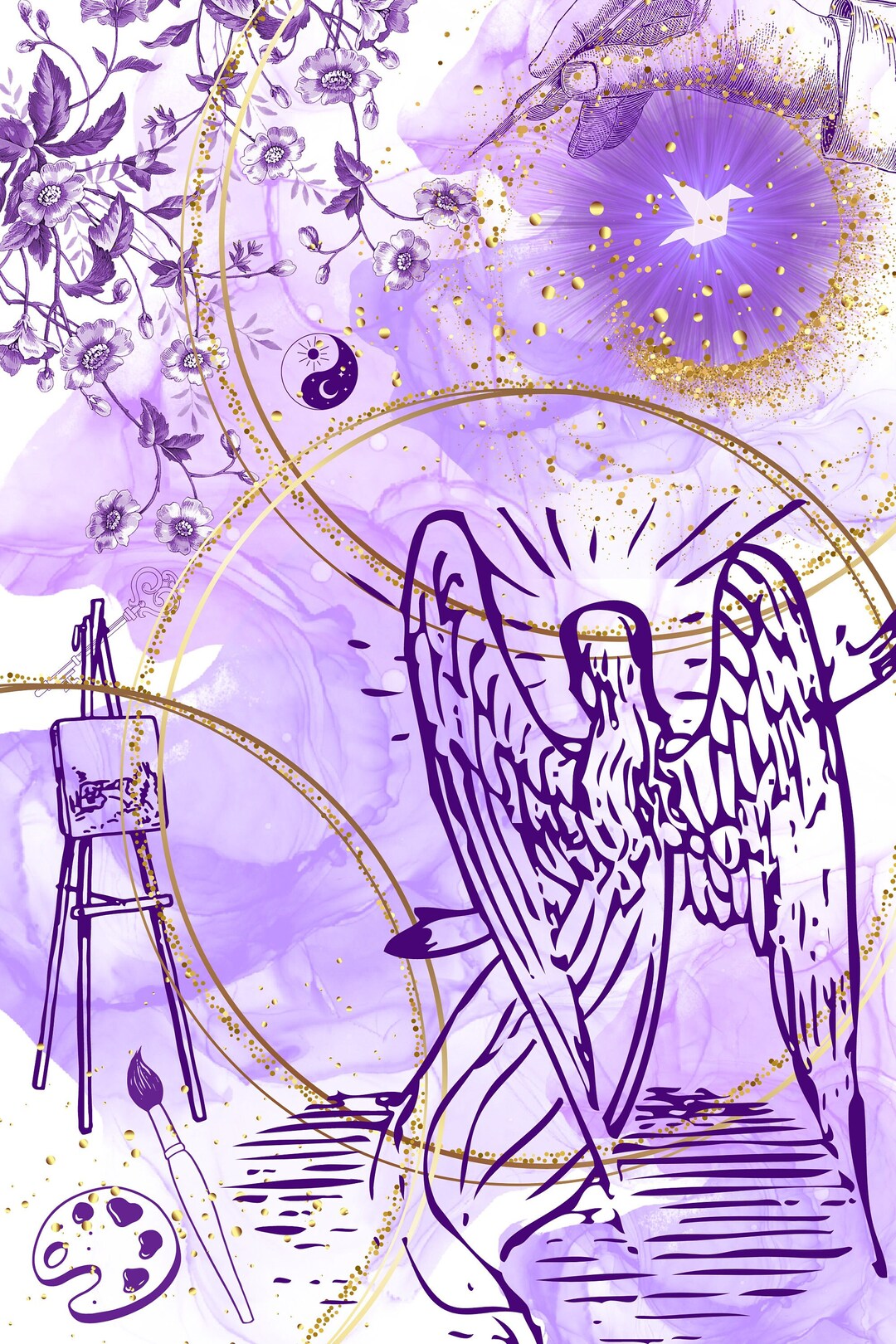 Heavenly Purple Angel Artist Downloadable Digital Art - Etsy