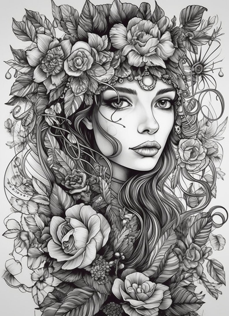 Tattoo Design Adult Coloring Book 50 Printable Coloring - Etsy