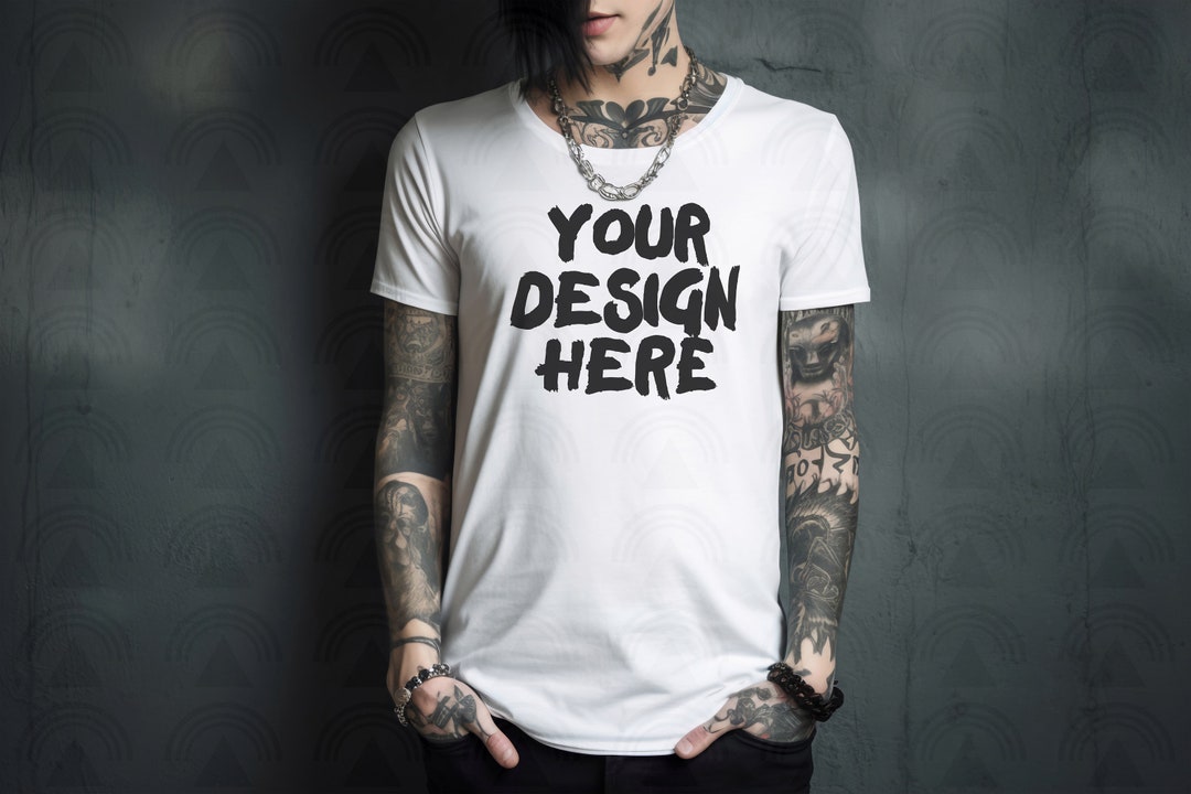 Androgynous Alternative Model T Shirt Mockup Heavy Metal Shirt Mockup ...