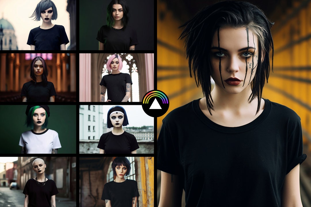 16x Goth Girls T Shirt Mockup Bundle Womens Black Tee Mock up ...