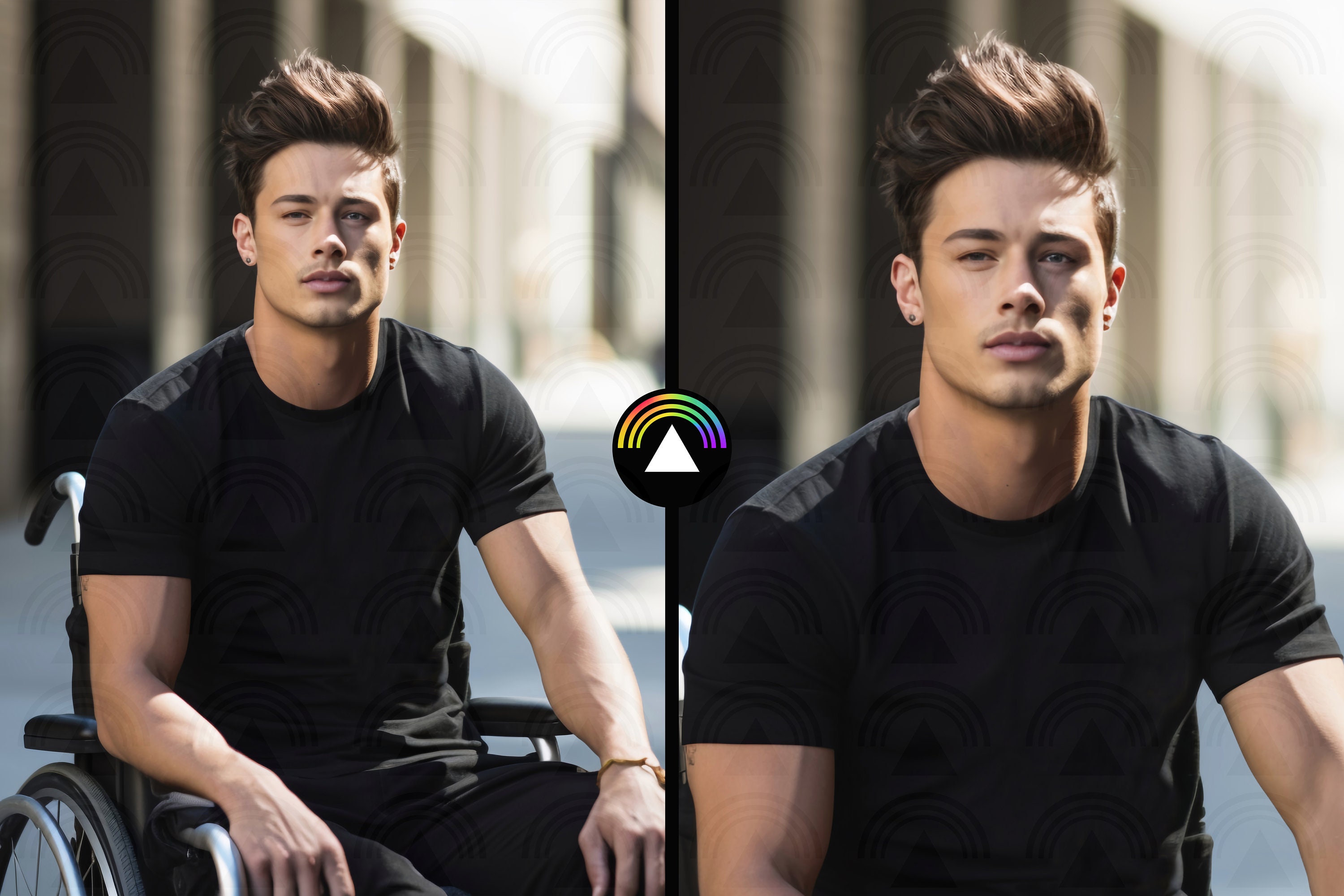 Alternative Male Model Black Shirt Mock up Wheelchair Model Black Shirt ...