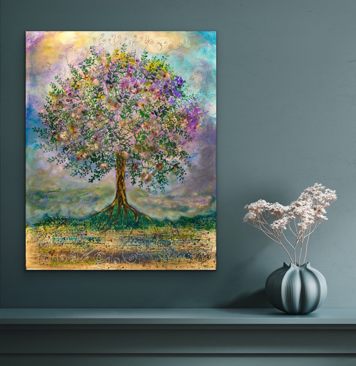 Spring Tree, Wall Art, Gallery Wrapped Canvas Art Print of a Colorful ...