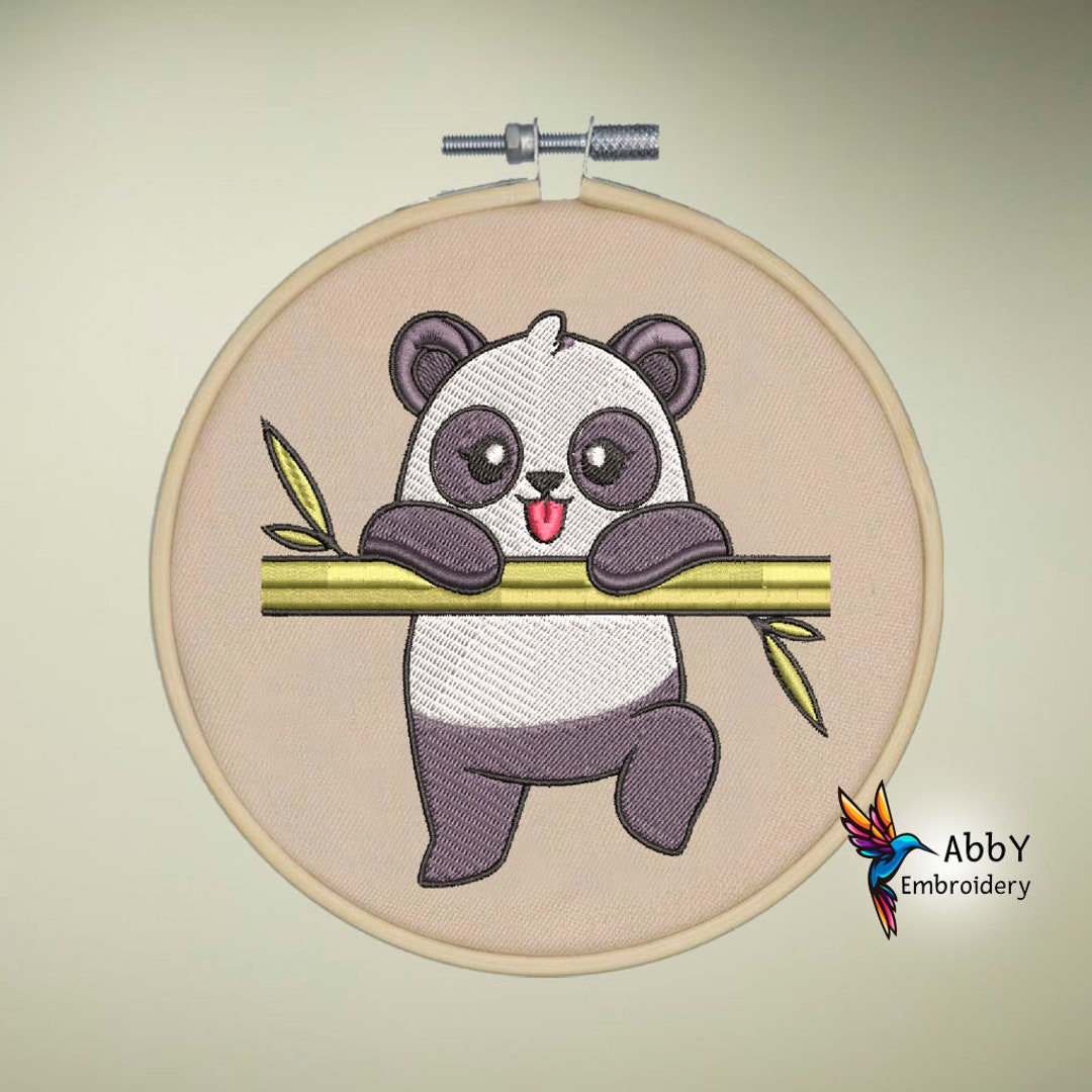 Cute Panda Embroidery Design, Machine Embroidery, Cute Panda Embroidery ...