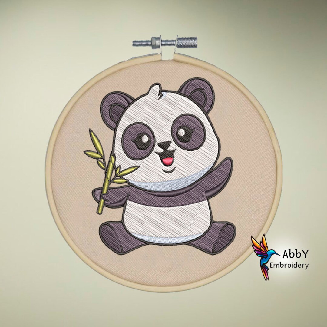 Cute Panda Embroidery Design, Machine Embroidery, Cute Panda Embroidery ...