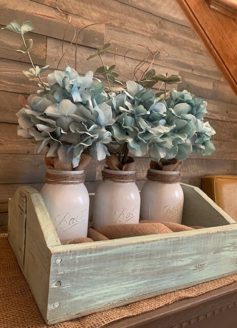 Three Mason Jar Floral Centerpiece. Rustic Decor Farmhouse Decor - Etsy