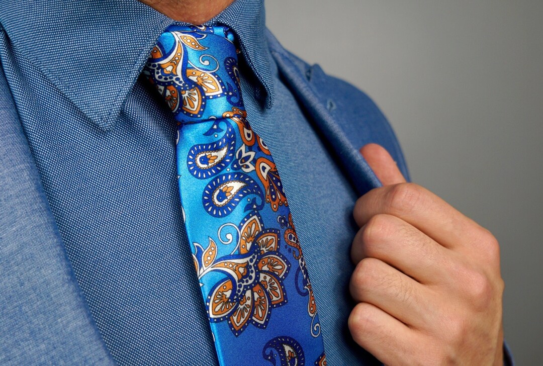 Tie Polyester Floral Blue Tie Pattern Funky Tie Father's Day Gift ...