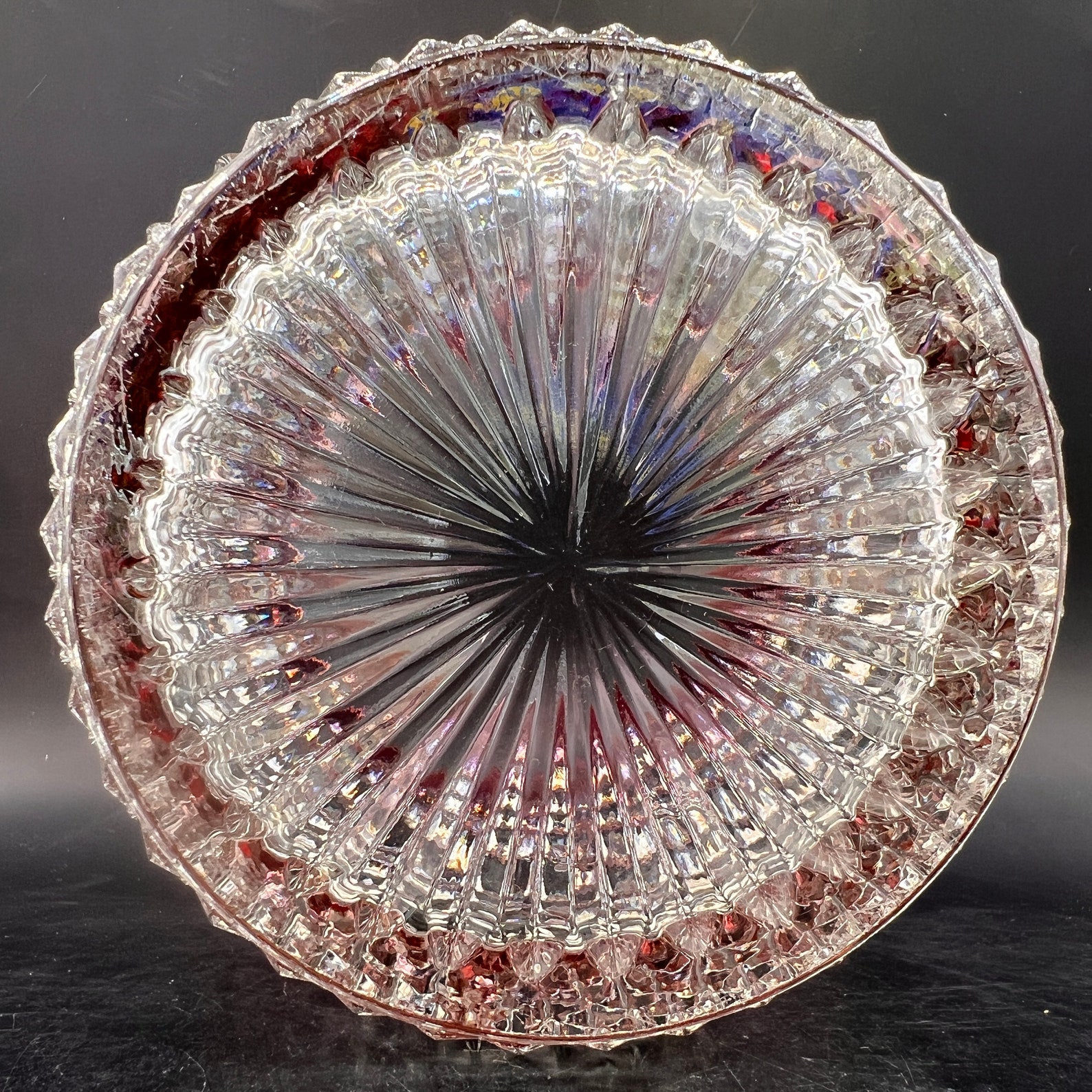 Vintage Indiana Glass Diamond Point Ruby Flash Ice Bucket Cookie Jar ...