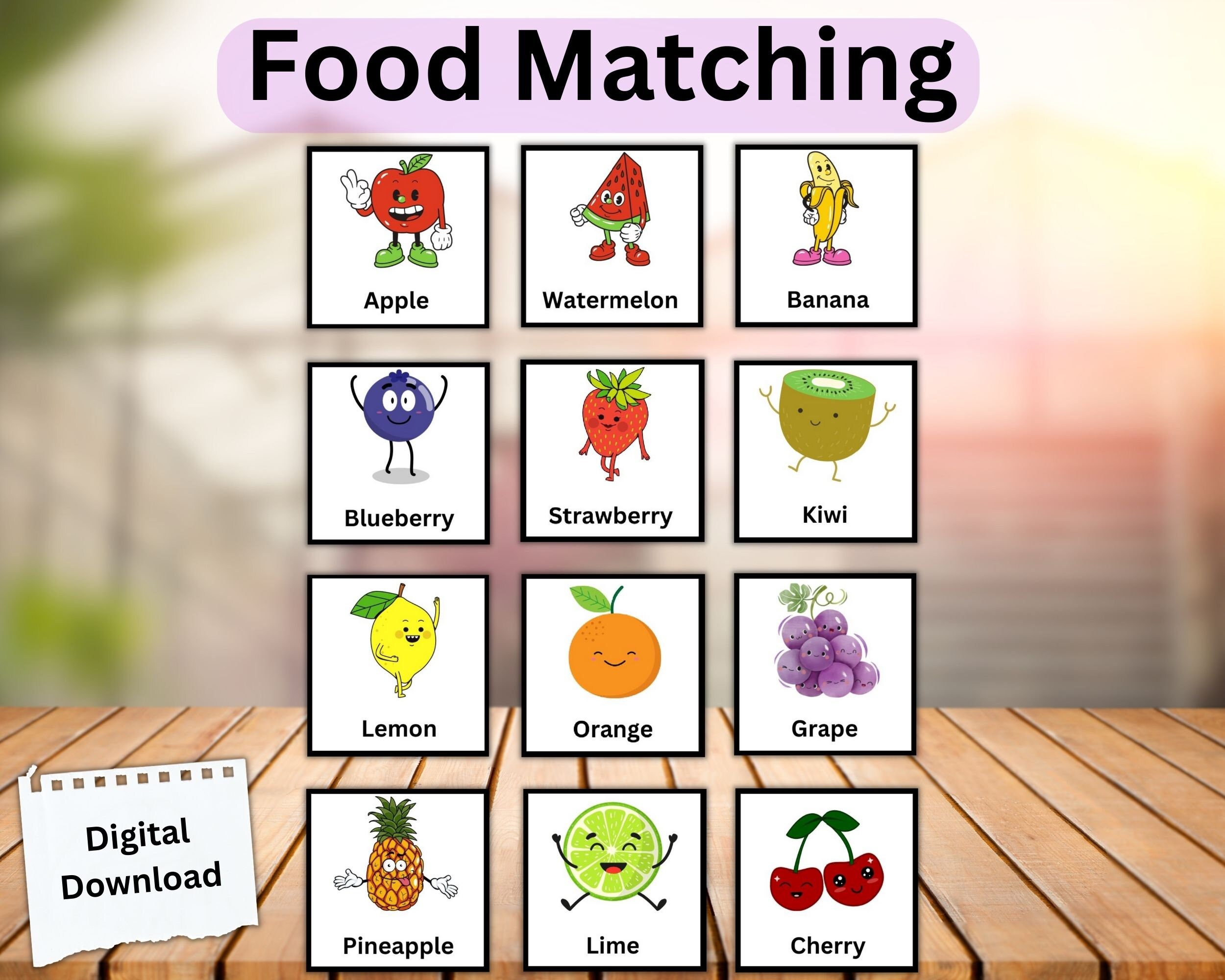 Food Flashcards for Preschool, Printable Cards for Learning Foods ...