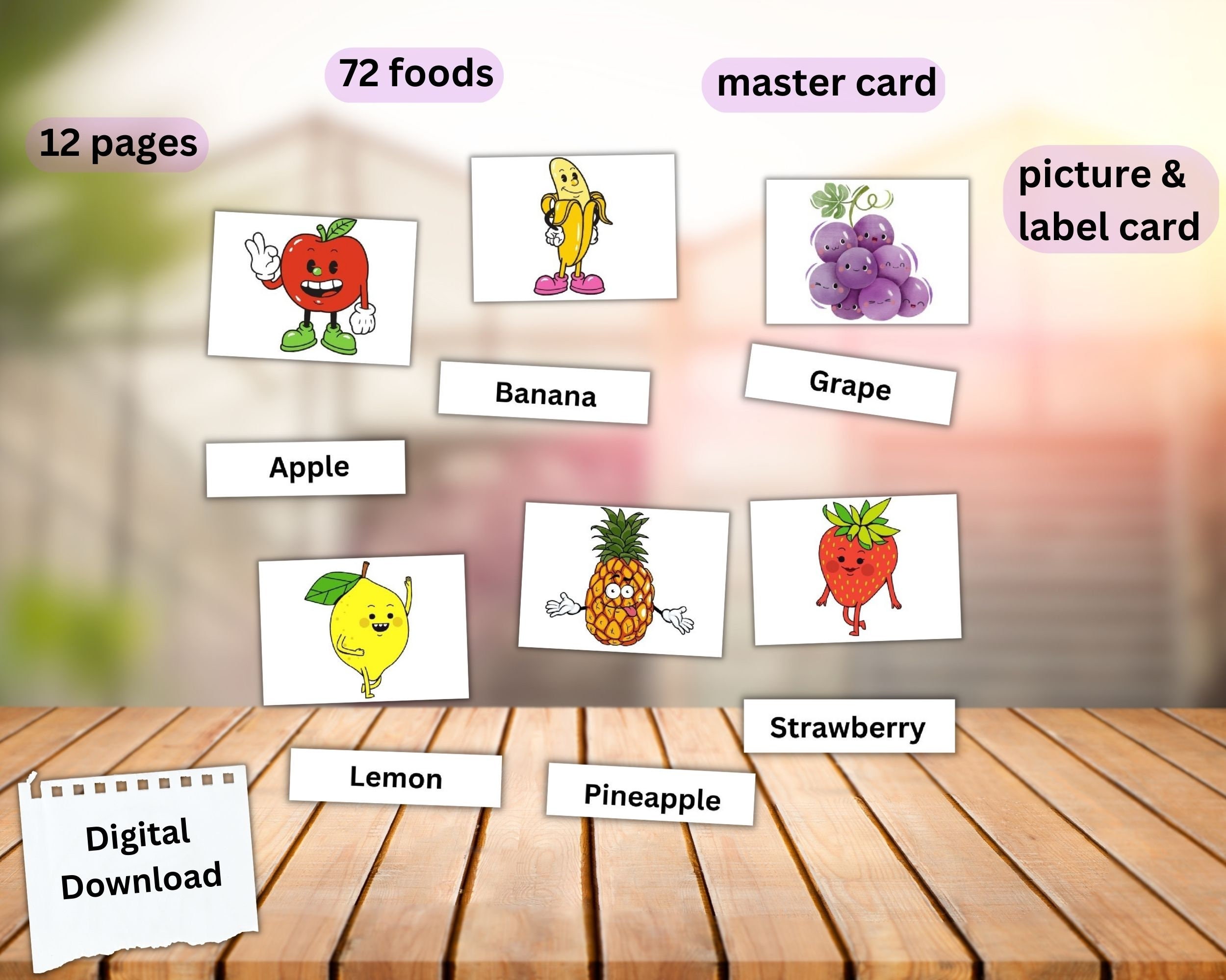 Food Flashcards for Preschool, Printable Cards for Learning Foods ...