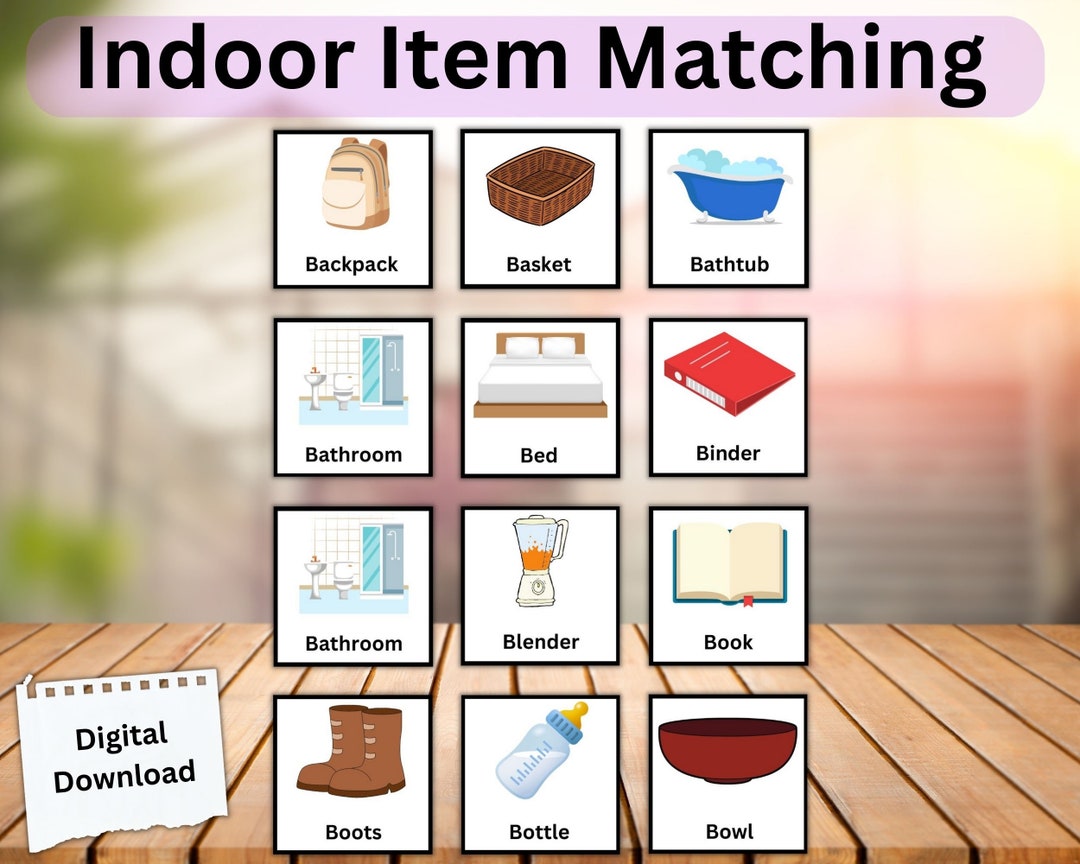 Indoor Item Flashcards for Preschool, Printable Cards for Learning New ...