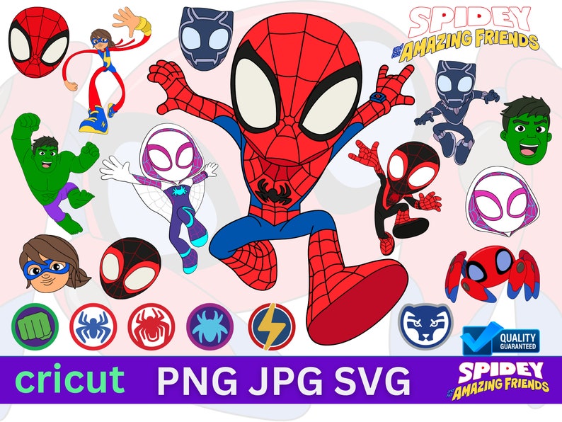 Clipart Spidey and Friends, Spidey, Digital Download, SVG, PNG, Design ...