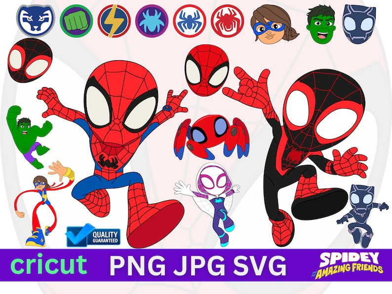 Clipart Spidey and Friends, Spidey, Descarga digital, SVG, PNG, Diseño ...