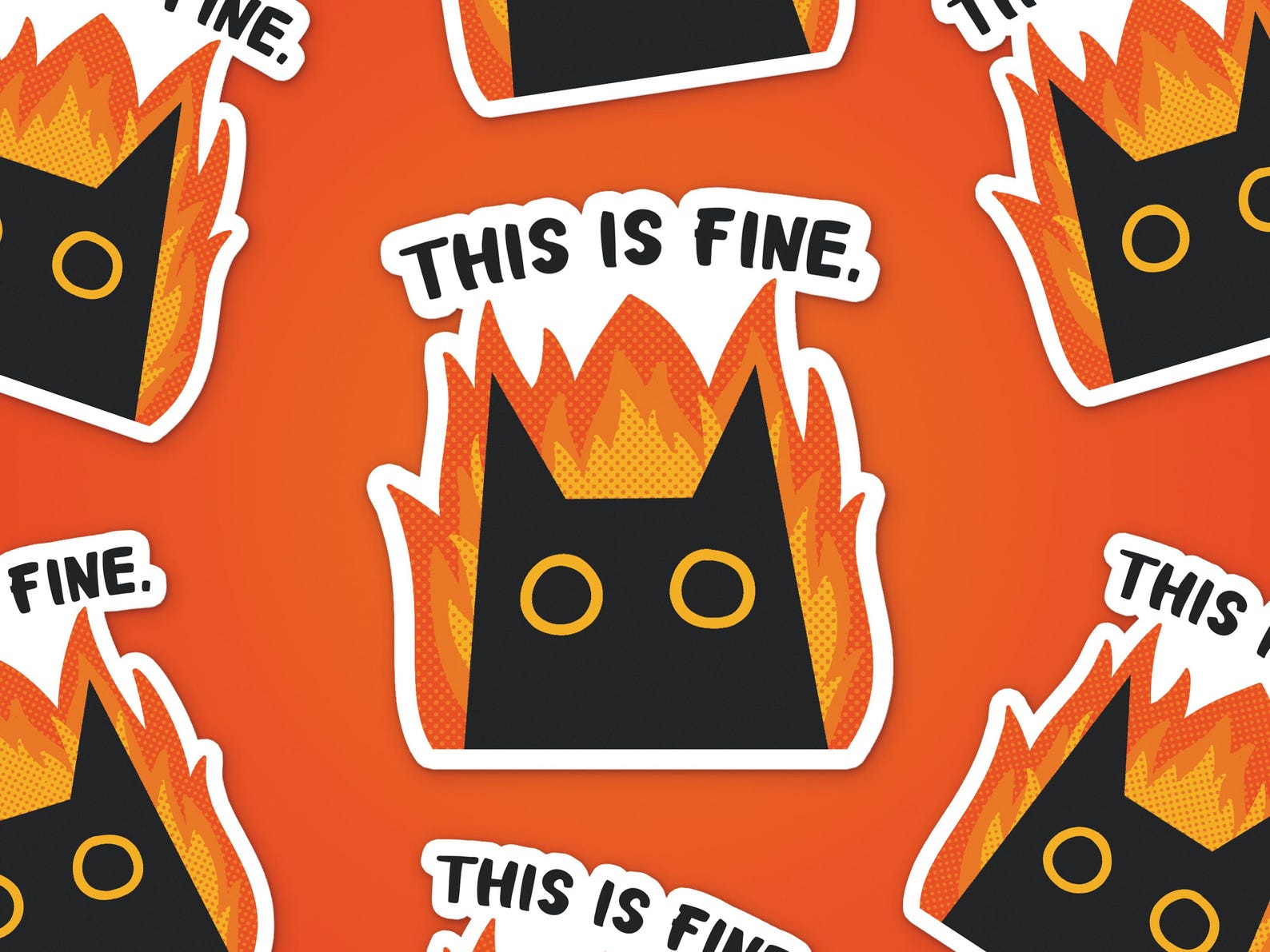 This is Fine Cat Sticker Funny Cat Sticker Laptop Sticker Vinyl Sticker ...