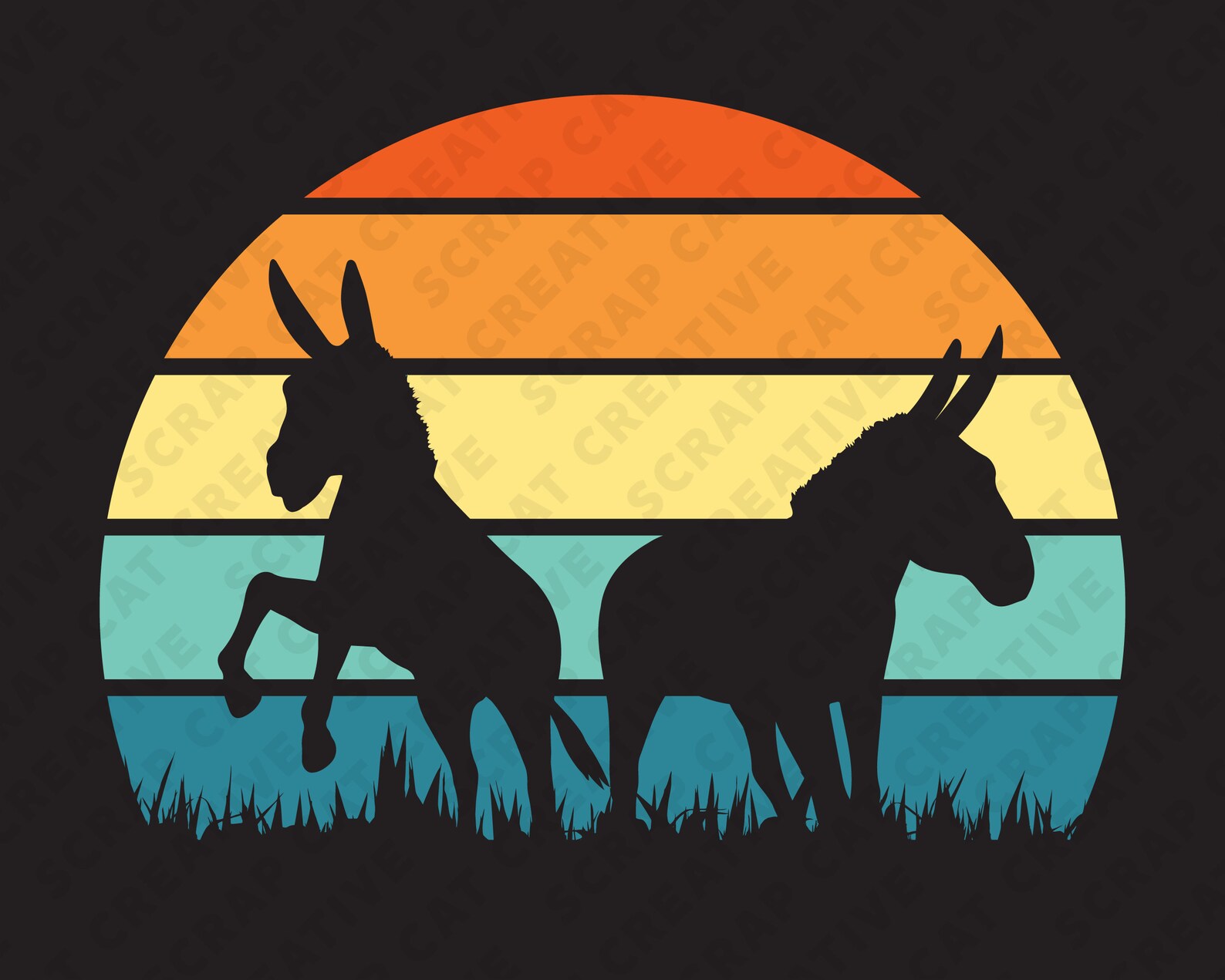 Retro Donkey PNG, Tshirt Design, Sublimation File, Download - Etsy