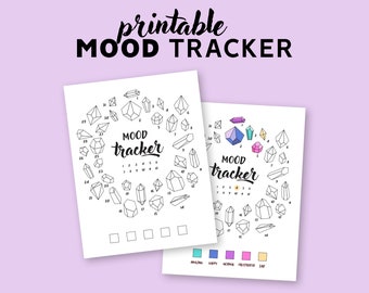 Mystic Crystal Mood Tracker Printable Bullet Journal Digital Template Instant Download A4 A5 US ...