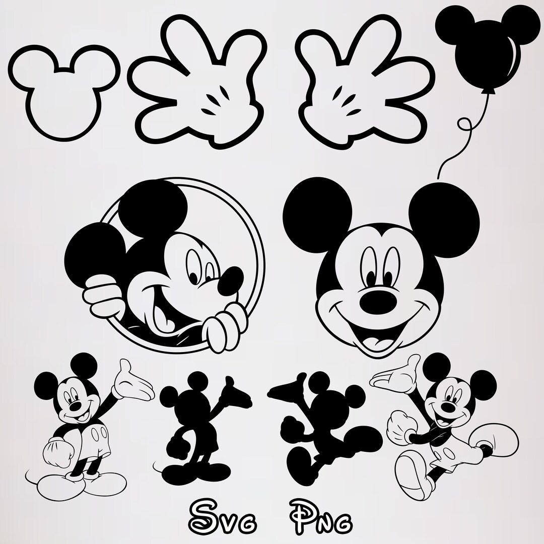 Mickeyy Svg Bundle, Mickeyy Outline Svg Bundle, Png, Silhouette ...