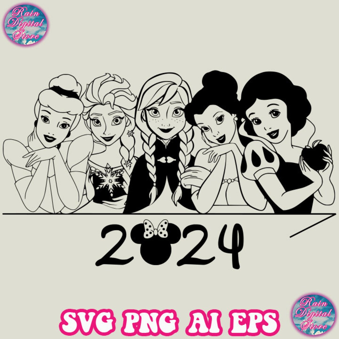 Princesses 2024 SVG, 2024 Princesses PNG, Princesses Minniee Instant ...
