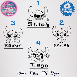 Custom Stitch Name Svg, Stitch Layered for Cricut, Stitch Shirt Svg Png ...