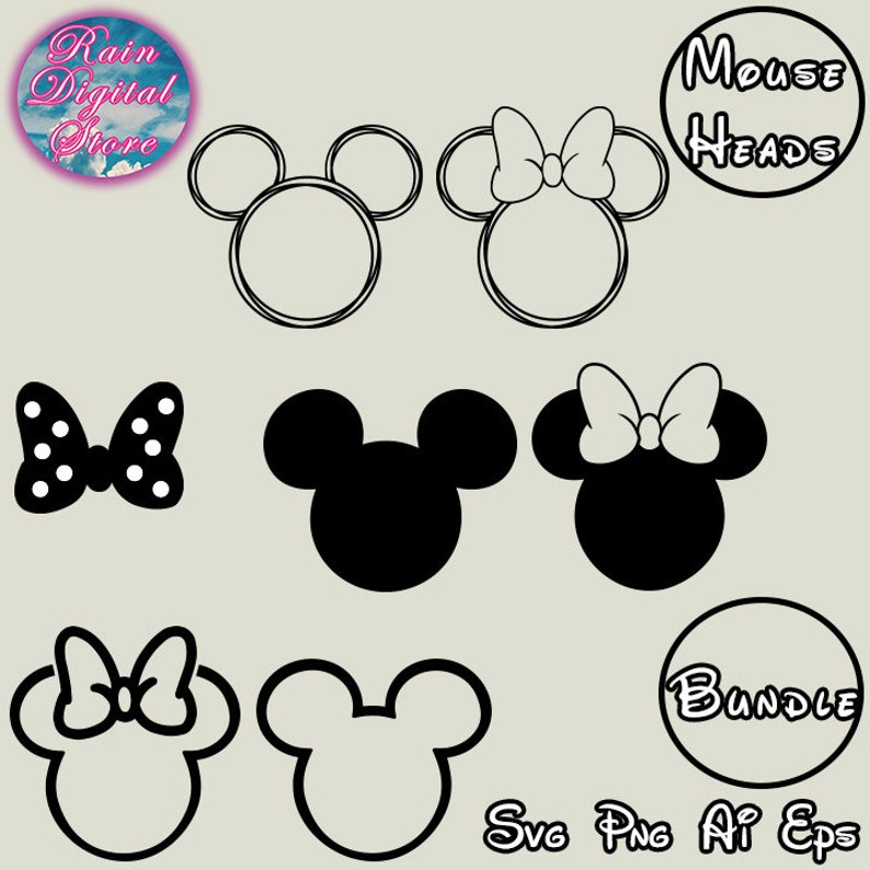 Mouse Head Bundle Svg, Instant Download, Clipart, Cut File, Svg for ...