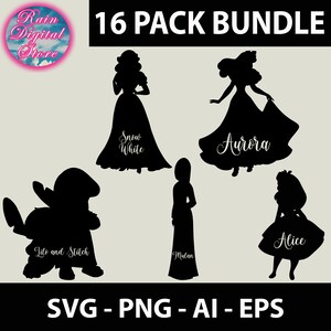 Princess Silhouette Svg Bundle, Snow White SVG, Princess SVG, Princess ...