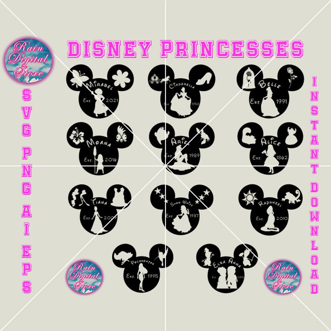 Disneyy Princesses Bundle Svg Png AI EPS - Etsy