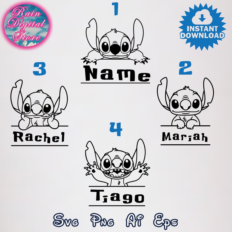 Custom Stitch Name Svg, Stitch Layered for Cricut, Stitch Shirt Svg Png ...