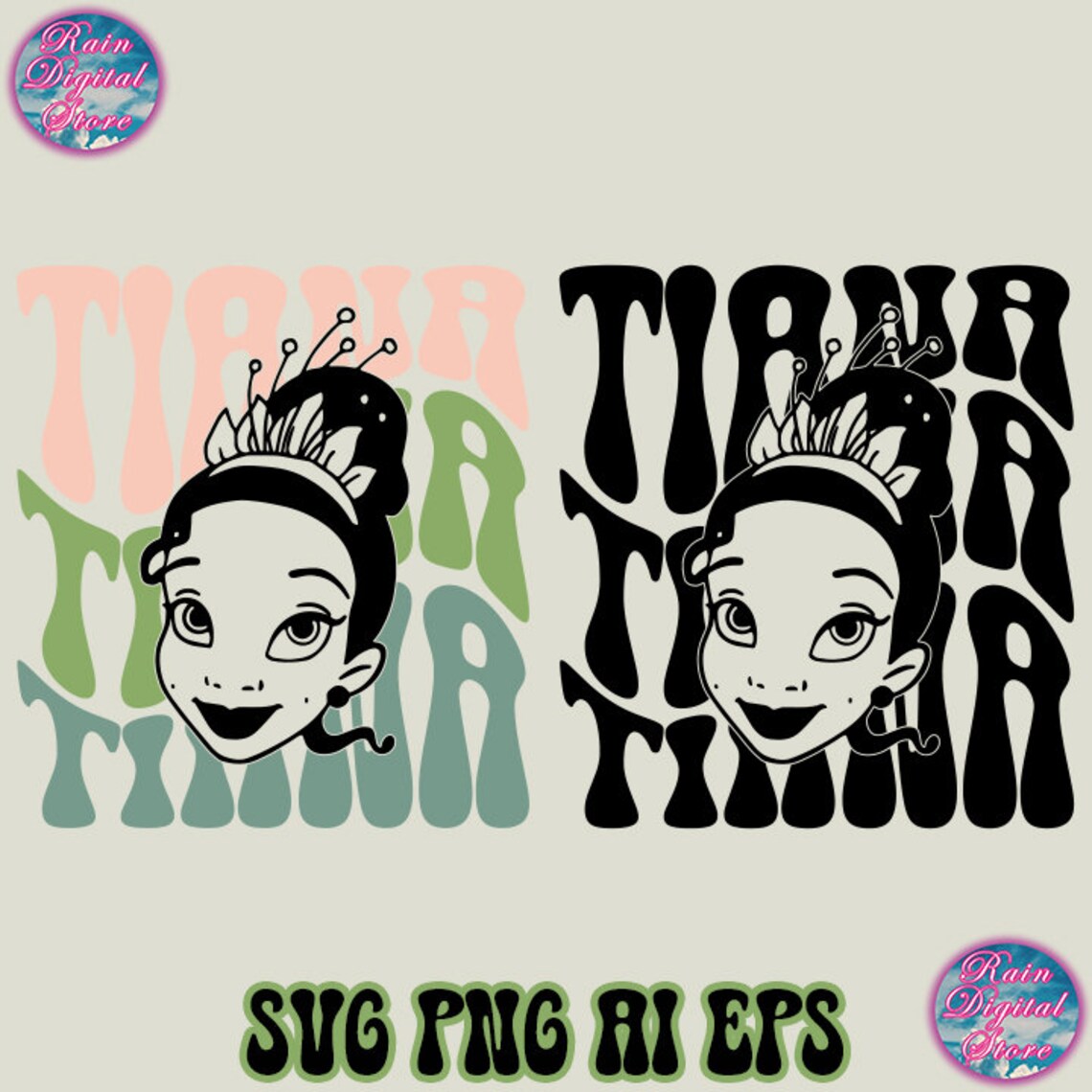 Retro Princess Tianaa Svg Png Cricut, Colorful Tianaa Svg, Tianaa Vinyl ...