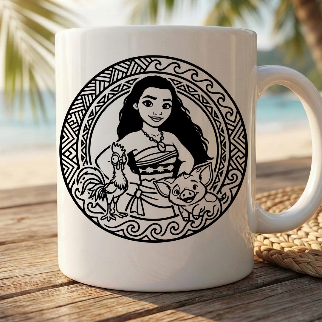 Moana and Friends Svg Png, Outline Design, Princess Clipart - Etsy