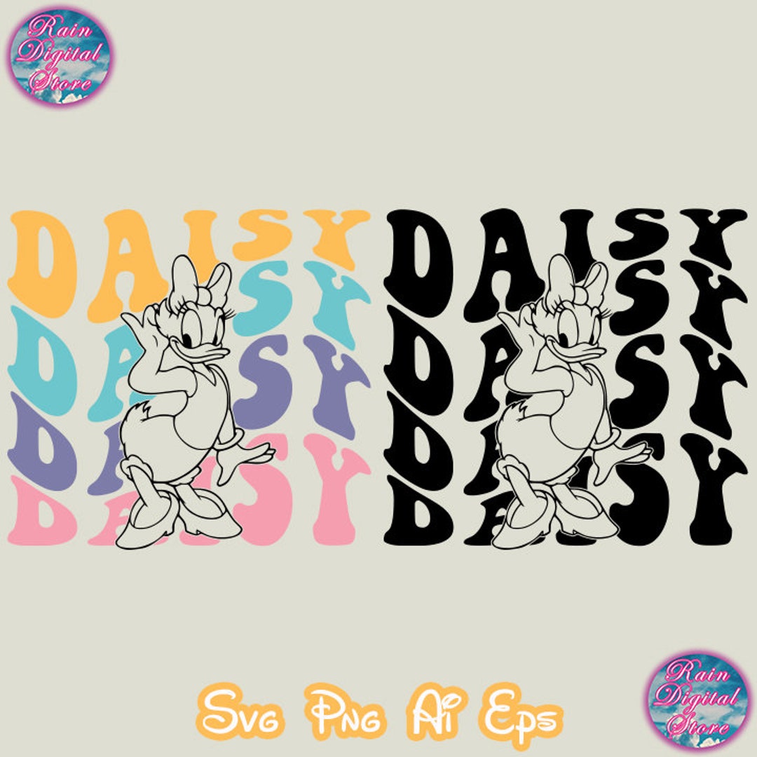 Bundle Retro Wavy Daisyy Duckk Svg Png Cricut, Daisyy SVG, Retro Wavy ...