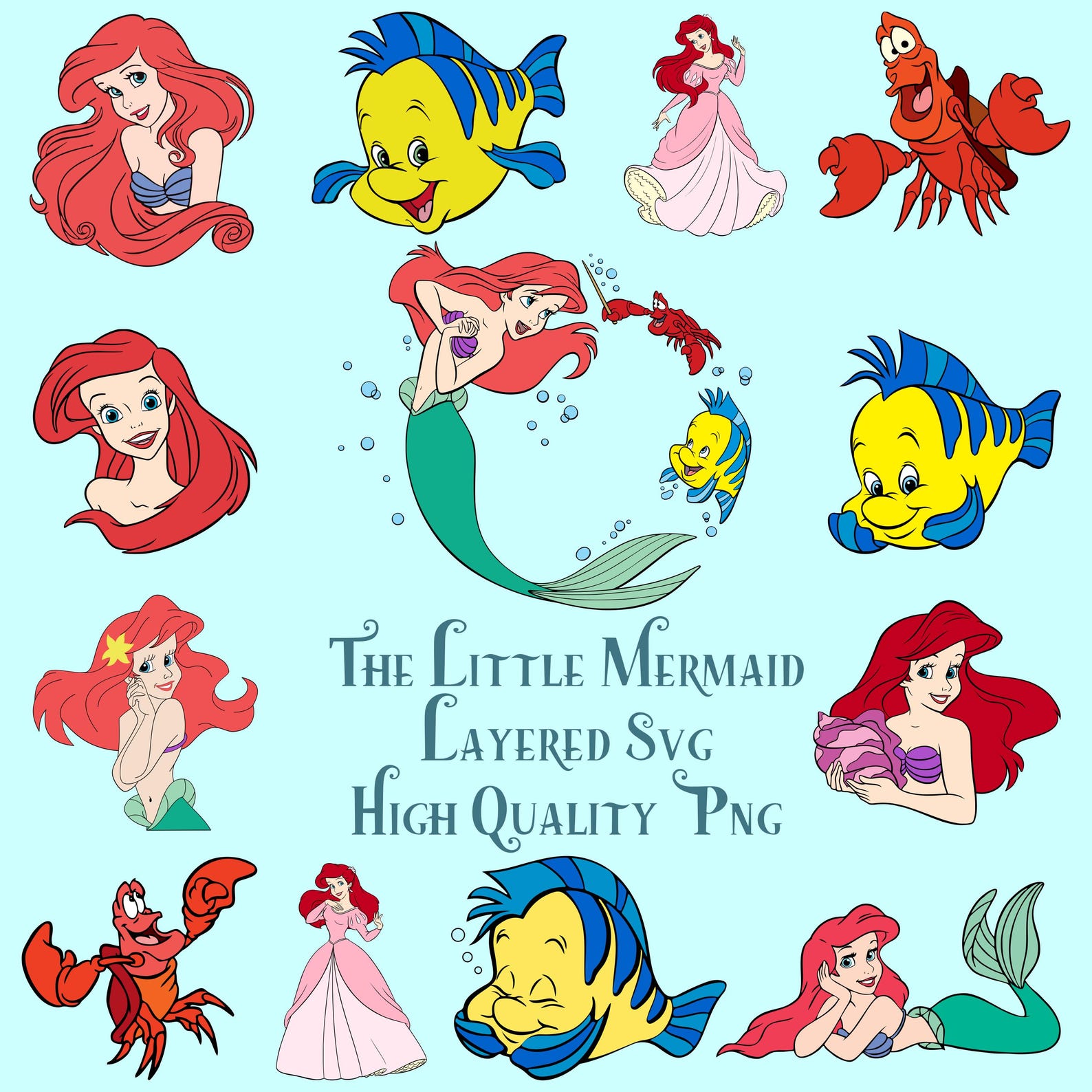 Layered Ariel Little Mermaid Svg Bundle, Instant Download, Bundle for ...