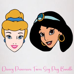Princesses Head Bundle Svg Png, Colored Princess Face Svg, Princess ...