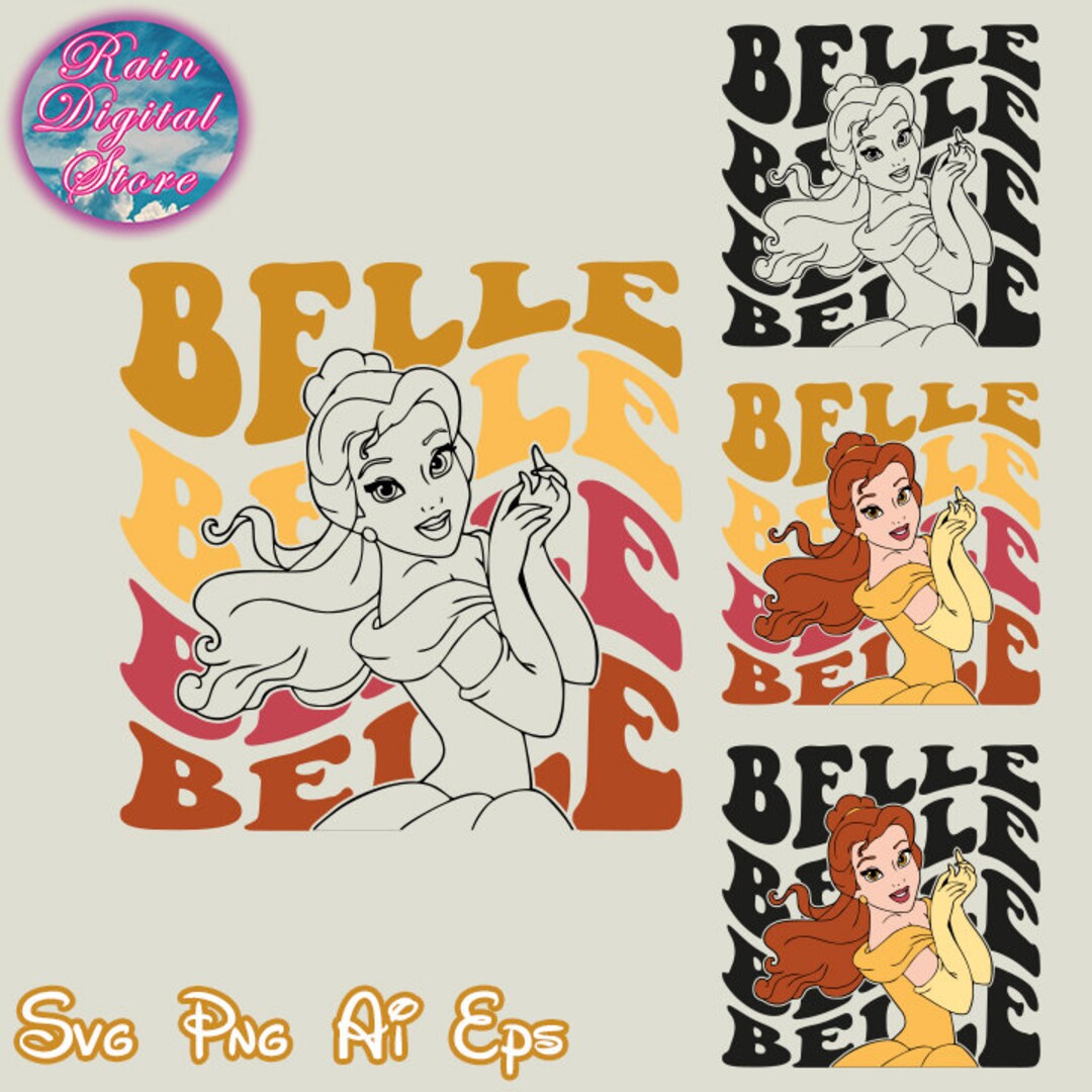Bundle Wavy Retro Bellee Colored Svg Png Cricut, Wavy Bellee Svg Png ...