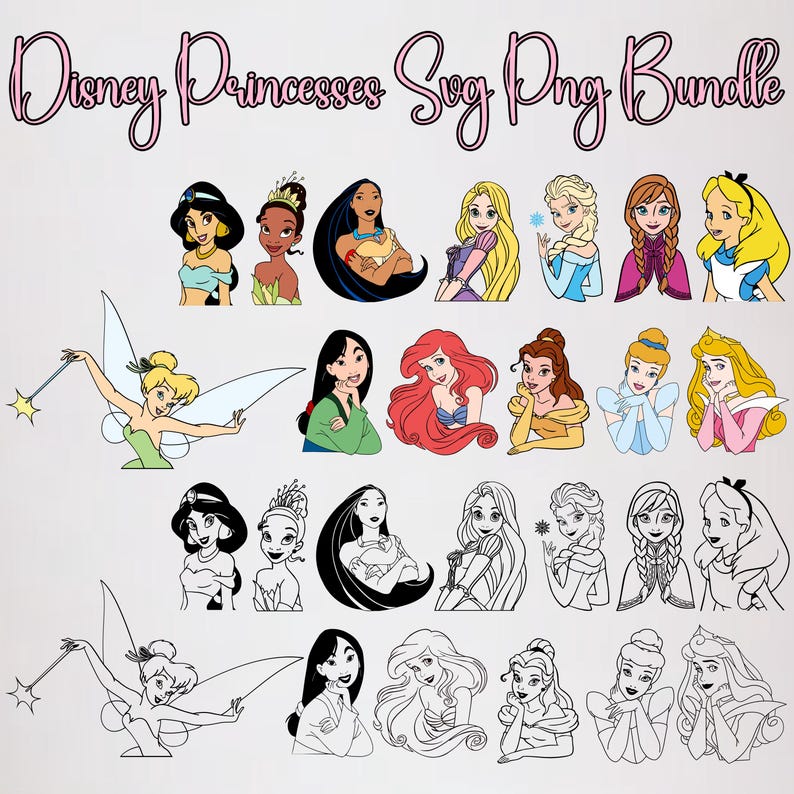 Princesses Svg Bundle, Princesses Silhouette Svg Files, Bundle ...