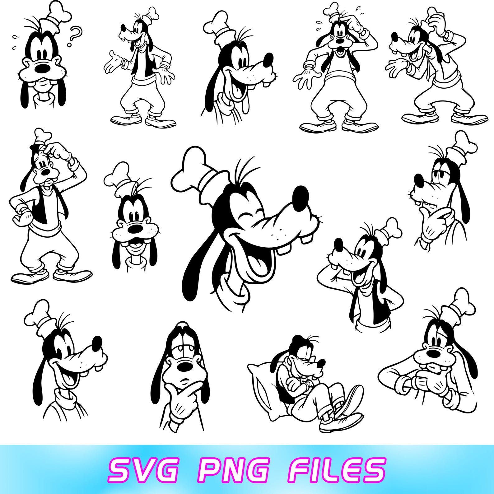 Goofy Bundle SVG PNG, T-shirt Designs, Cricut File - Etsy