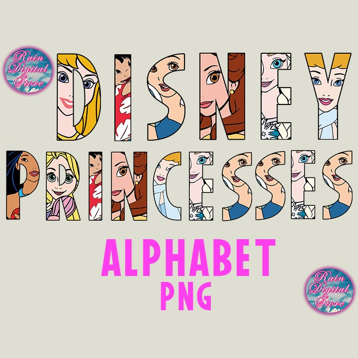 Disneyy Princesses Alphabet Font PNG Bundle Princesses - Etsy