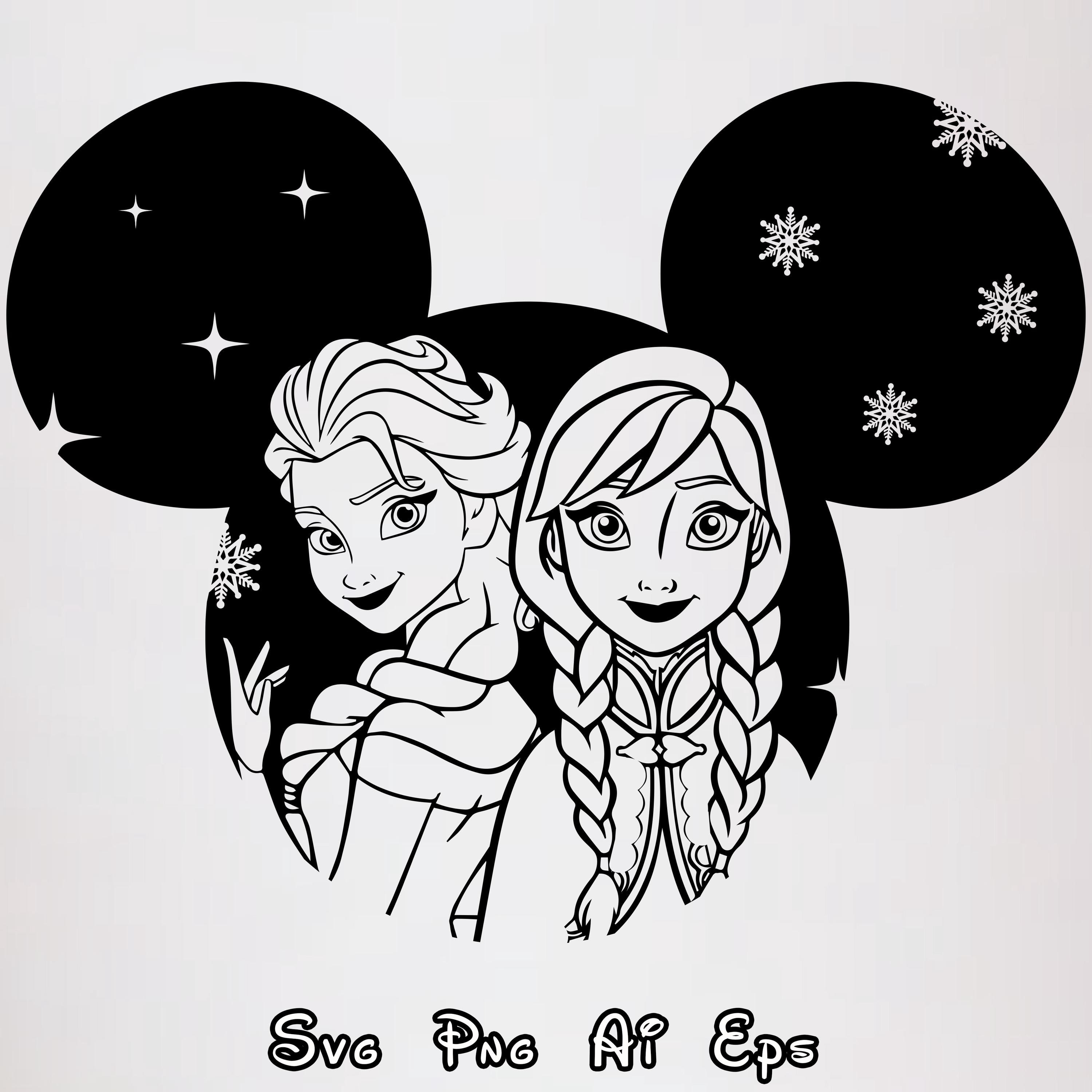 Elsa Anna Mouse Head Svg, Princess Elsa Anna Mouse Ears Svg Png, Frozen ...