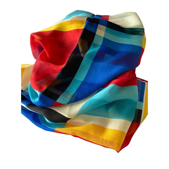 Vintage Color Fusion: Primary Color Blocks Scarf - Gem