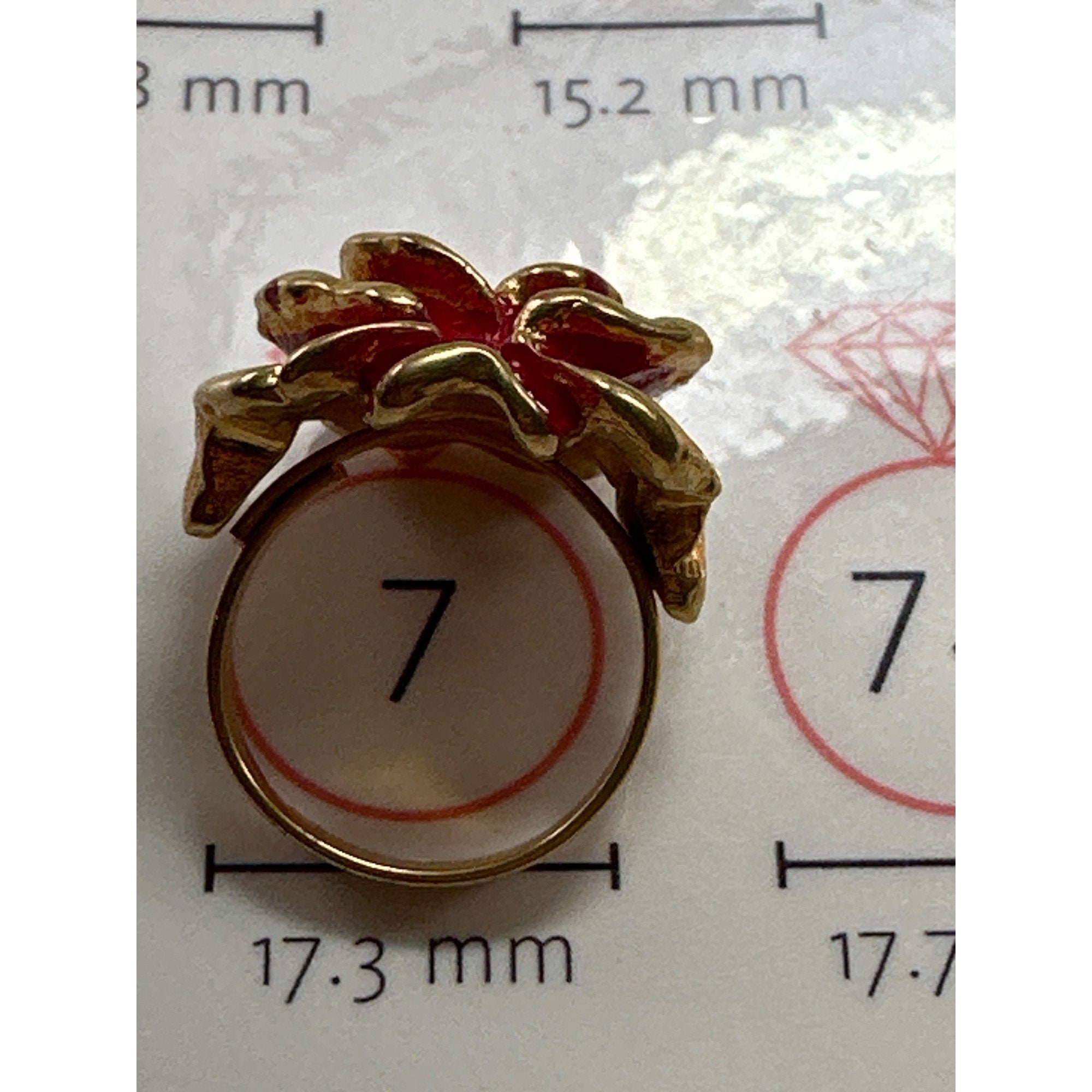 Vintage Enamel Rose Ring - Etsy