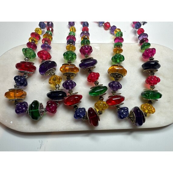 Vintage Retro Colorful Lucite Necklace - Gem